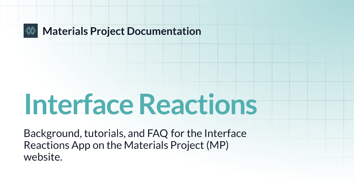Interface Reactions | Materials Project Documentation