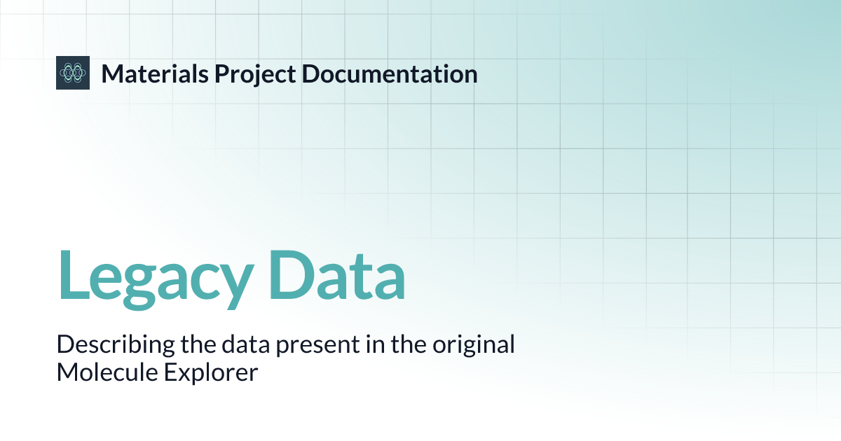 Legacy Data | Materials Project Documentation