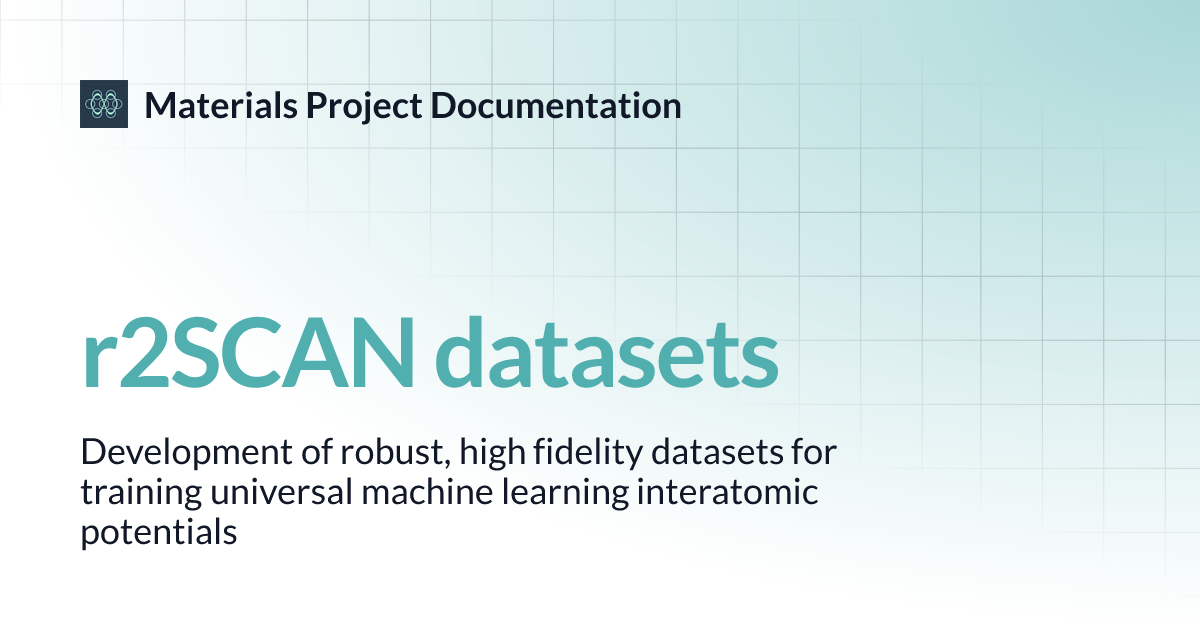 r2SCAN datasets | Materials Project Documentation