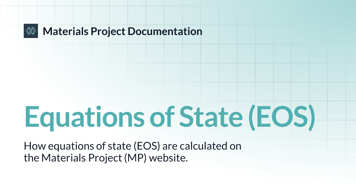 Equations of State (EOS) | Materials Project Documentation