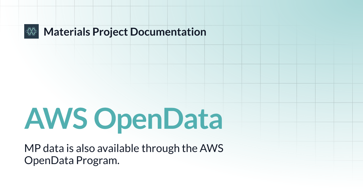 AWS OpenData | Materials Project Documentation