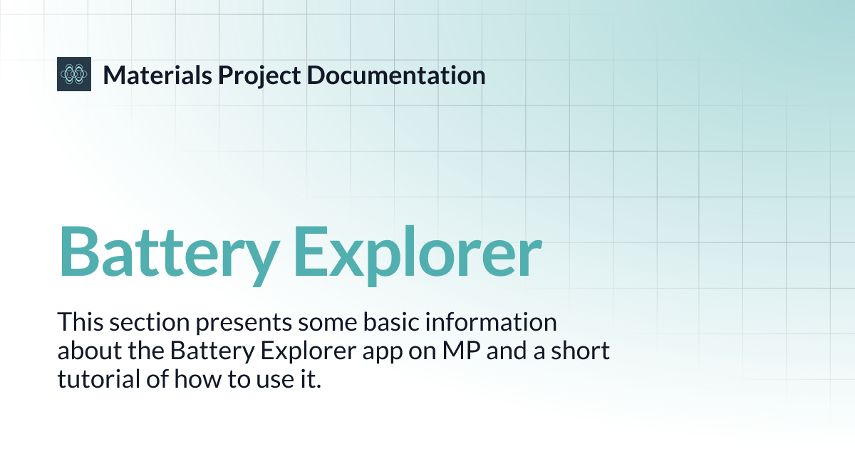 Battery Explorer | Materials Project Documentation