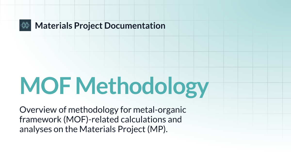 MOF Methodology | Materials Project Documentation