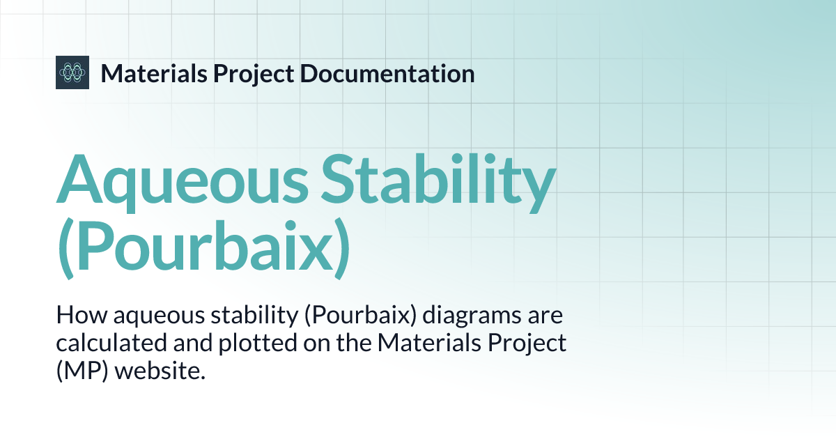 Aqueous Stability (Pourbaix) | Materials Project Documentation
