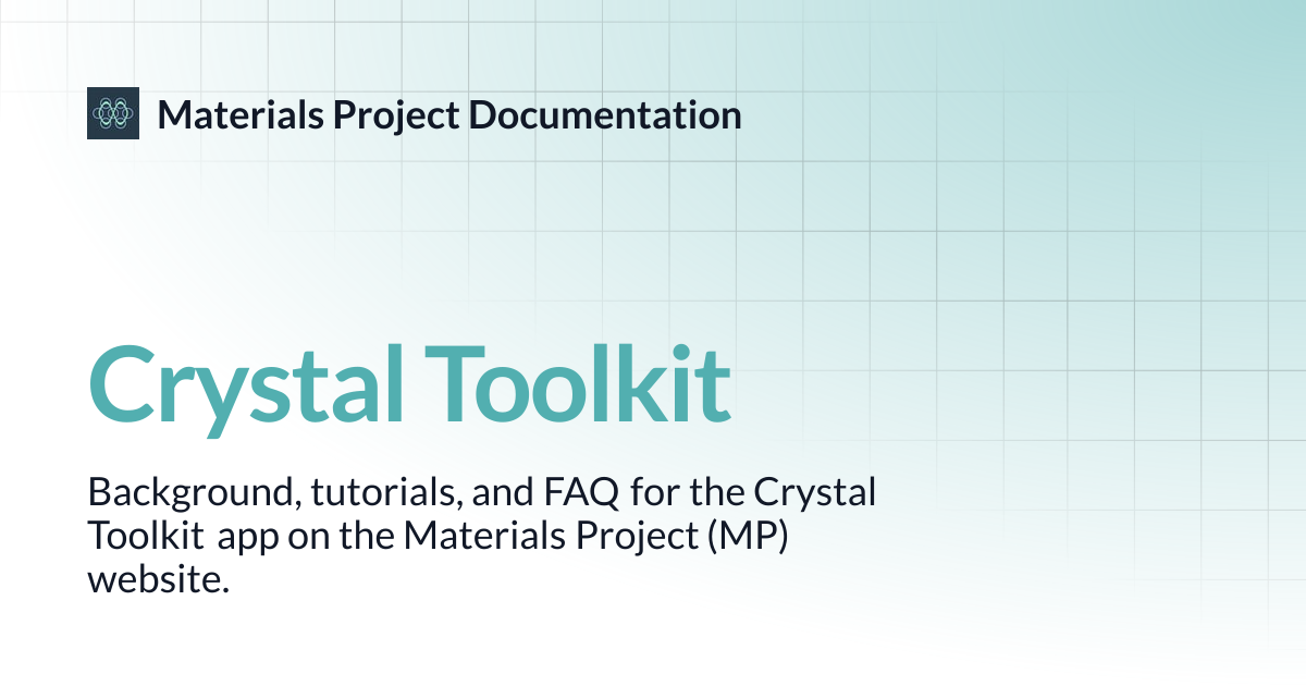 Crystal Toolkit | Materials Project Documentation